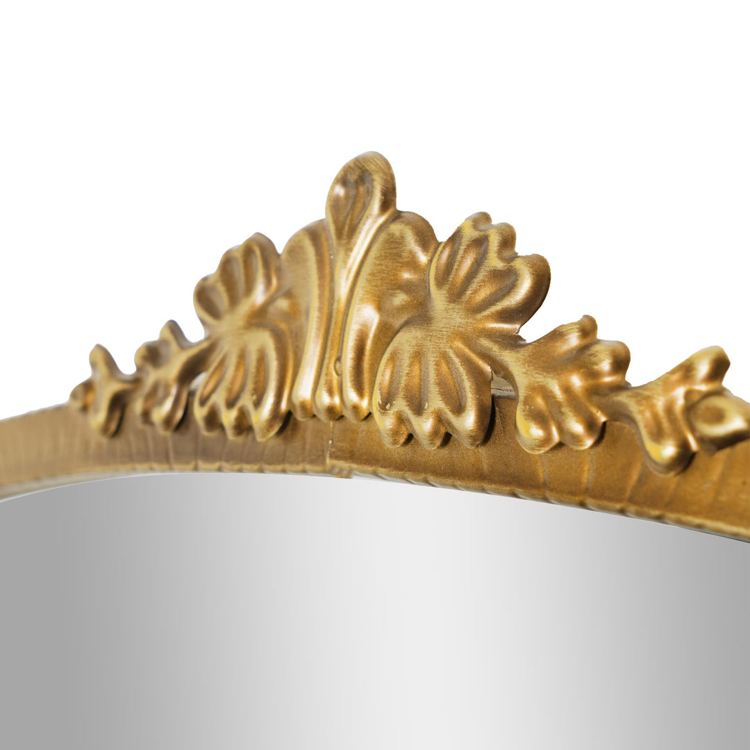 Arch Antique Gold Ornate Scroll Metal Accent Wall Mirror ...